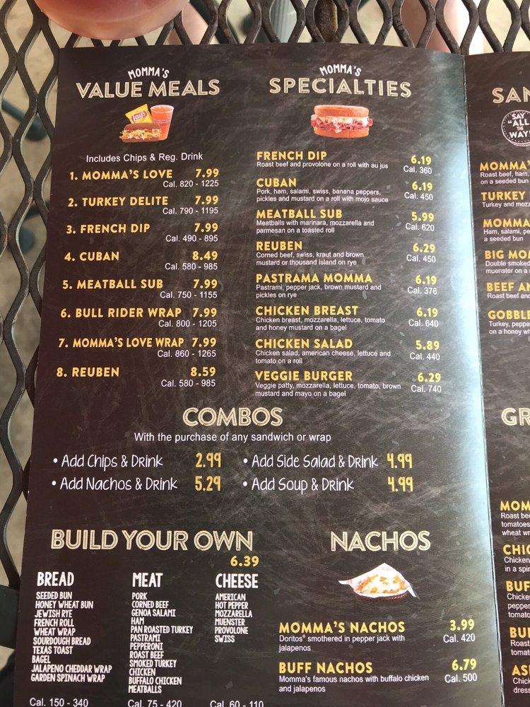 Menu at Momma Goldberg's Deli restaurant, LaGrange