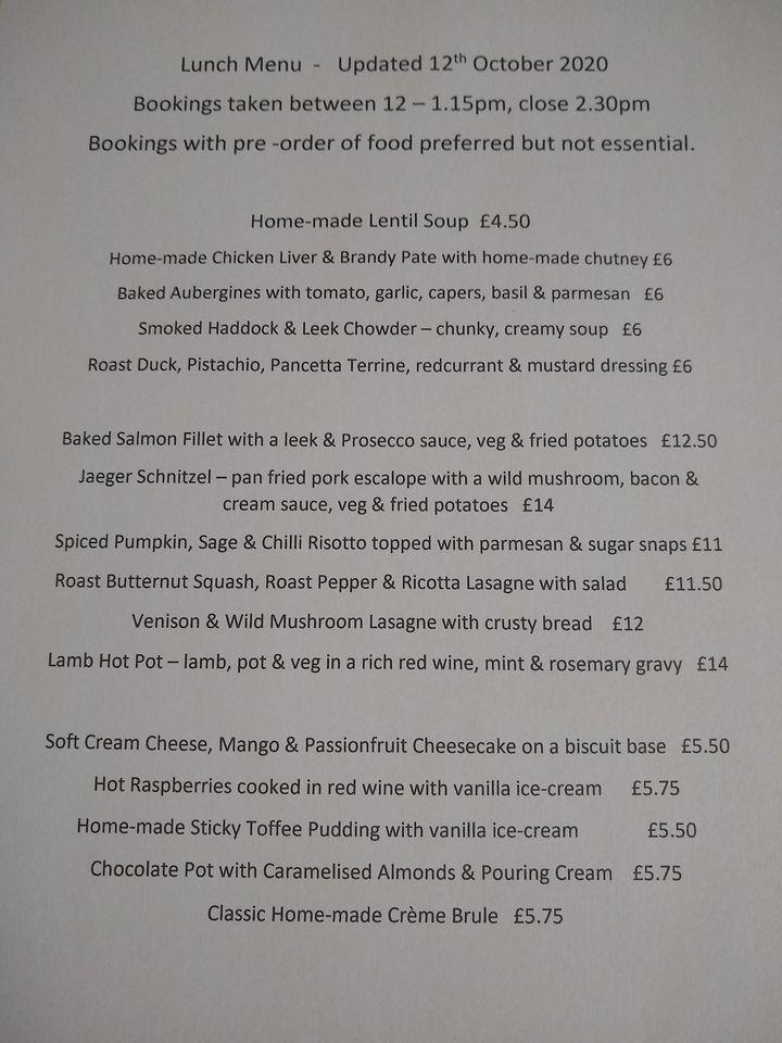 Menu at The Courtyard restaurant, Cupar