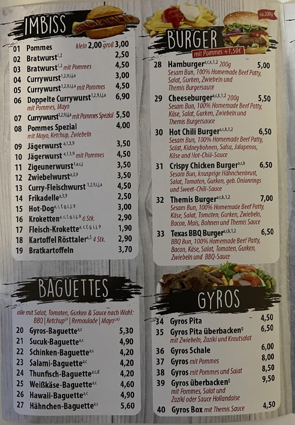 Speisekarte von Themis Imbiss fast Food, Dortmund