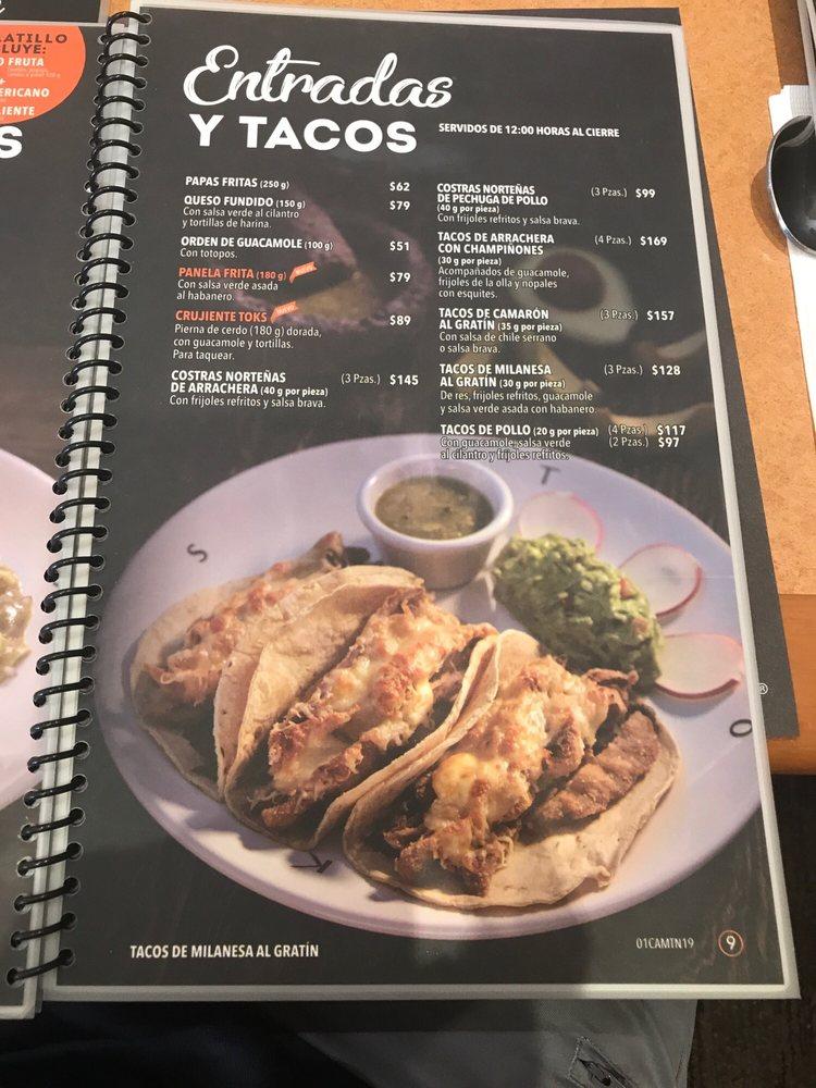 Carta del restaurante Toks, Ciudad del México, Av. Ribera del San Cosme 3