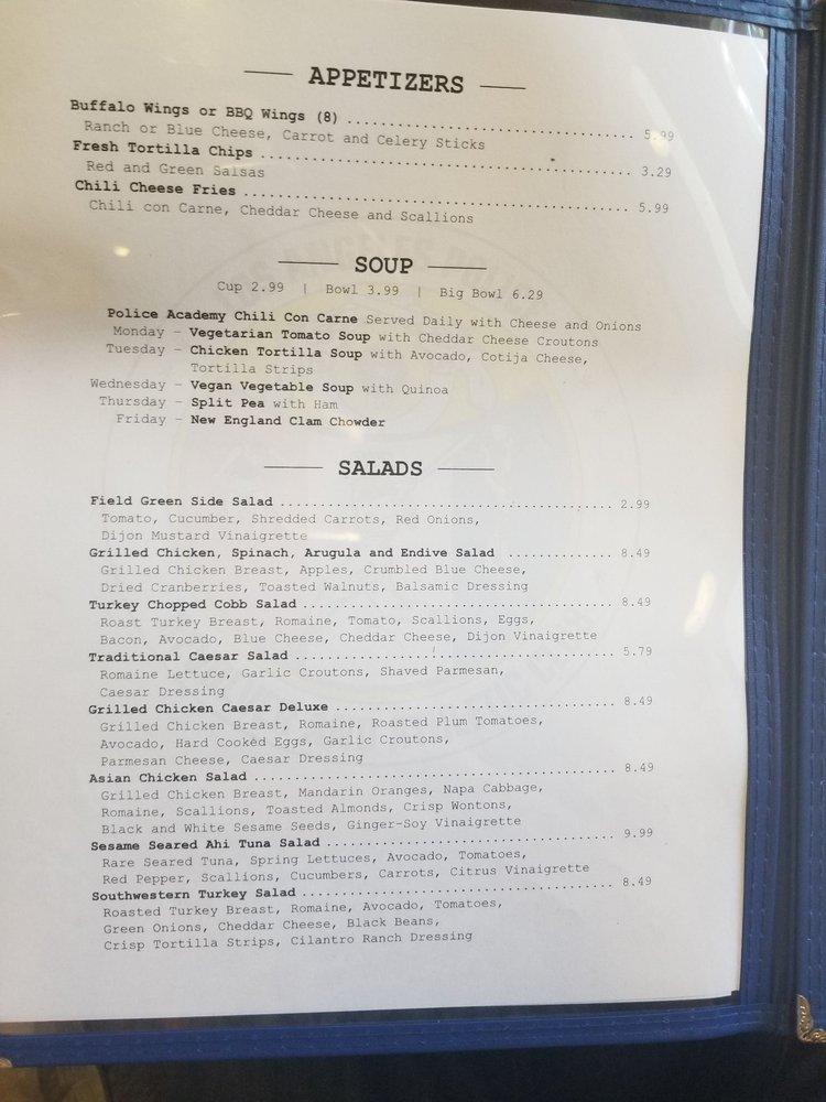 Menu at Academy Cafe, Los Angeles, Academy Dr