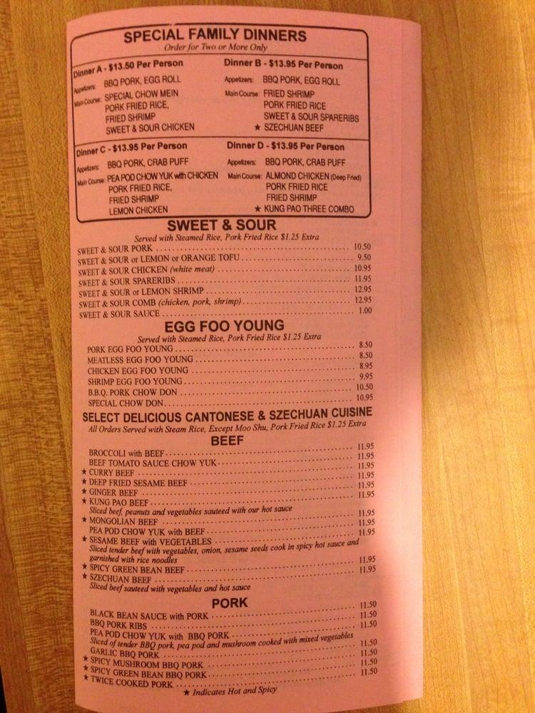Menu at John's Chinese Restaurant, Keizer