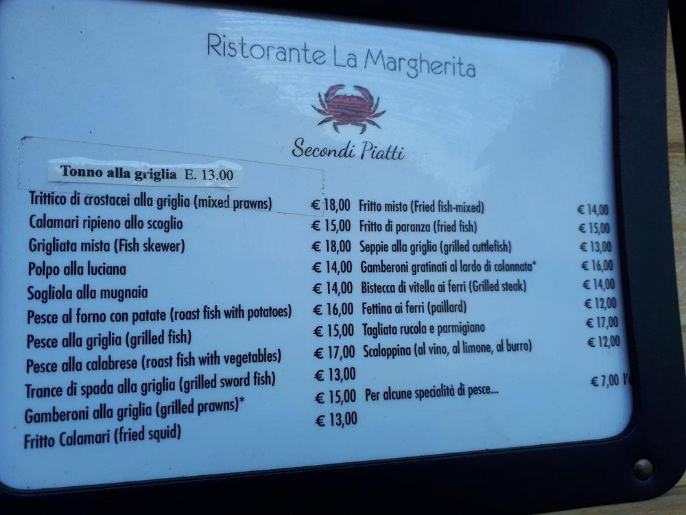 Menu da Ristorante La Margherita Isola del Giglio, Giglio Porto