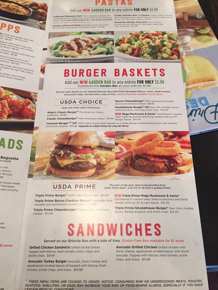 Menu at Ruby Tuesday pub & bar, Bismarck, State St