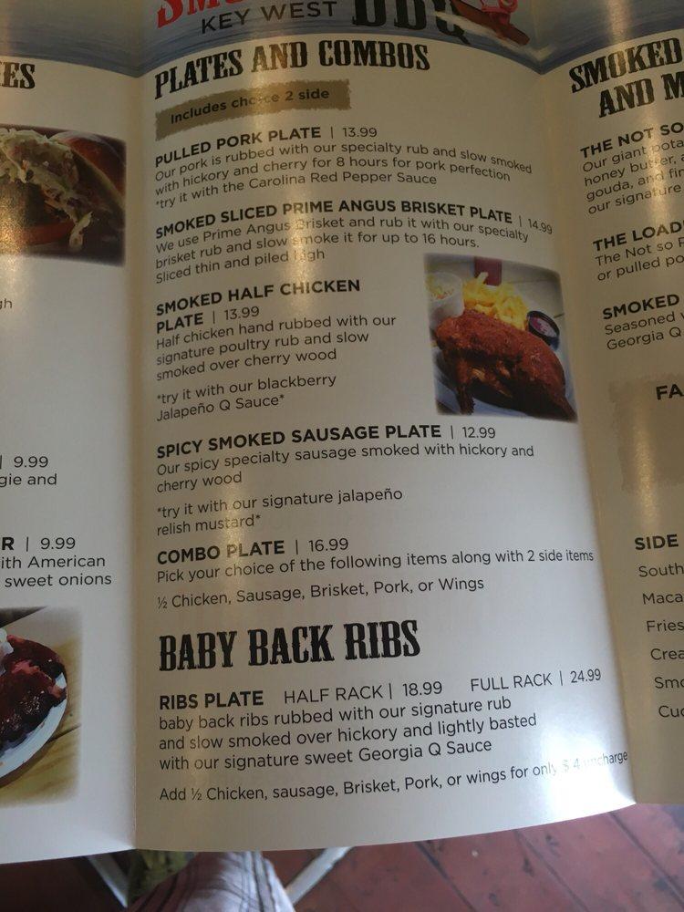 Menu at Smoked BBQ, Key West, N Roosevelt Blvd