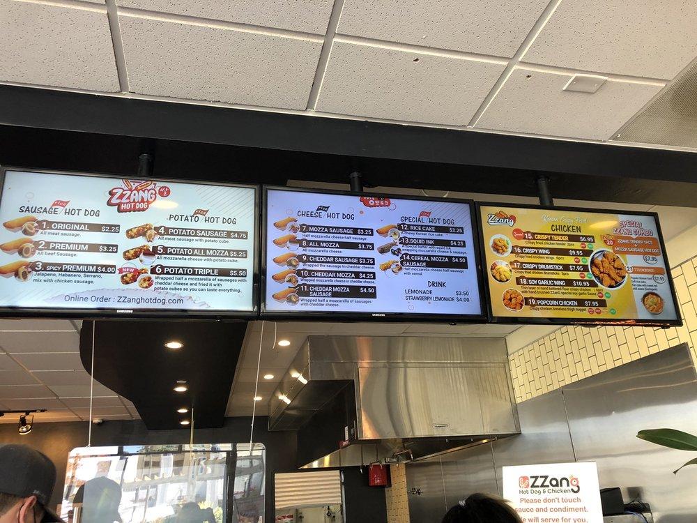 Menu at Zzang Hot Dog & Chicken restaurant, Oceanside