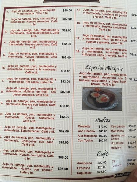 Menu at Cafetería Los Milagros, Chetumal