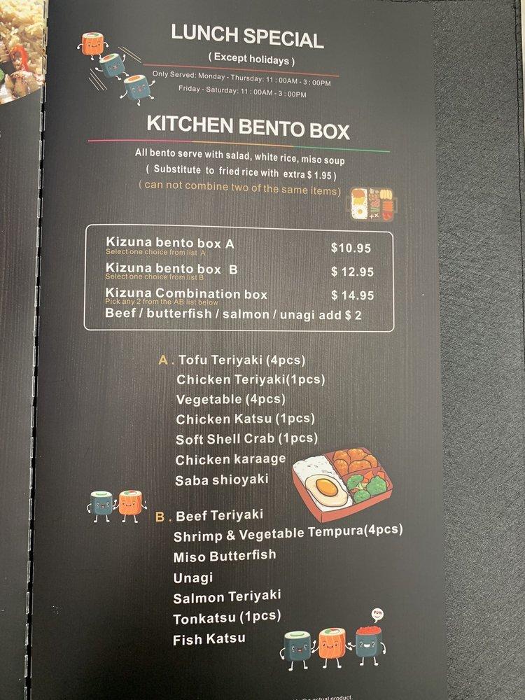 Menu at Kizuna Sushi Bar & Grill, Kaneohe