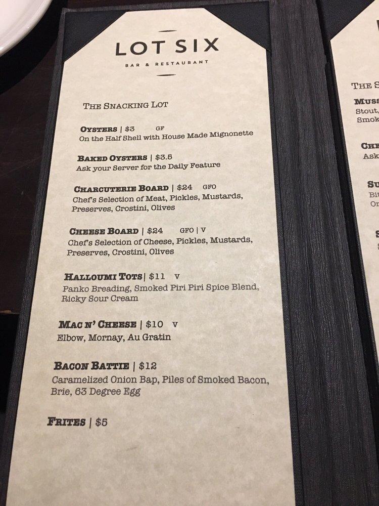 Menu at Lot Six Bar & Restaurant, Halifax