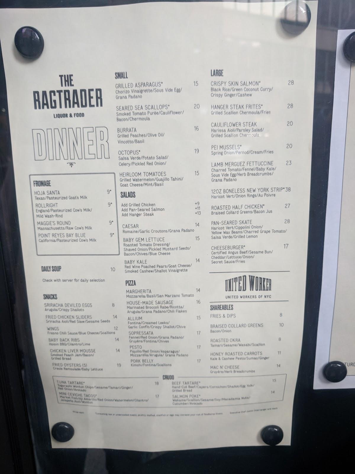 Menu at The Ragtrader & Bo Peep Cocktail and Highball Store pub & bar ...