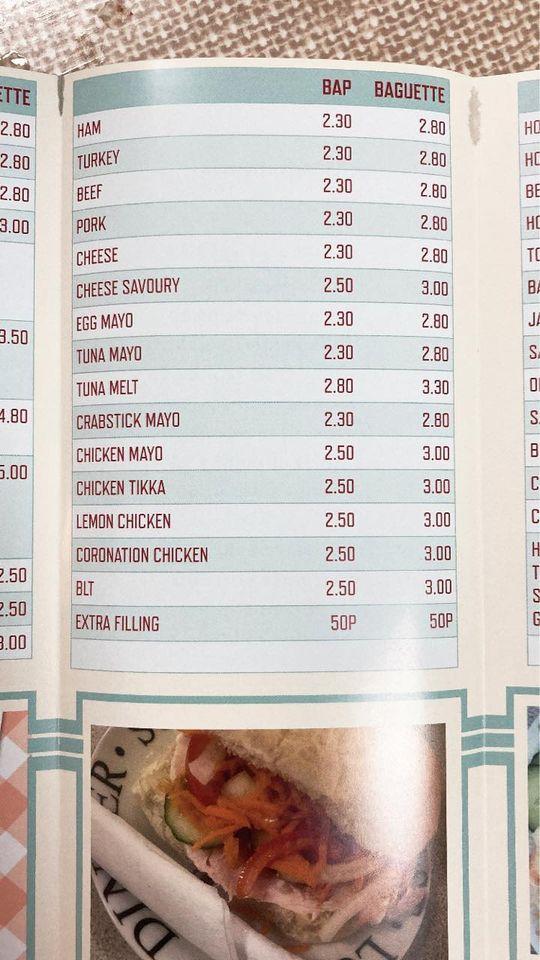 Menu at The Upper Crust, Doncaster