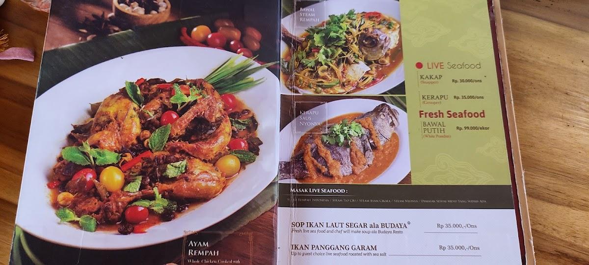 Menu at Budaya Resto restaurant, Medan, Jl. Medan - Pematang Siantar