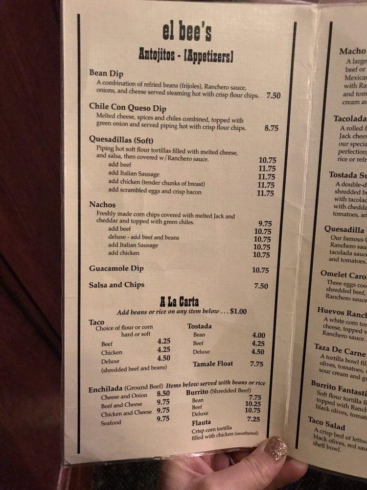 Menu at El Bee's restaurant, Waterloo, N 240th St