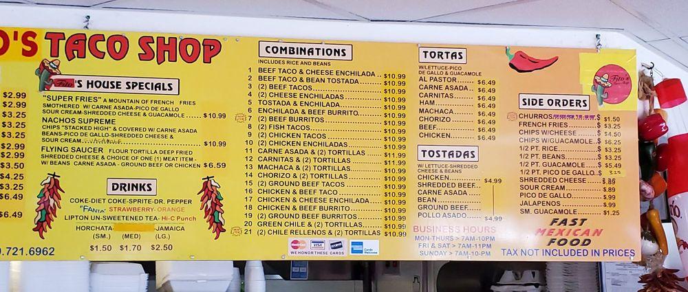 Fito's Taco Shop, 7878 E Wrightstown Rd in Tucson - Restaurant menu and ...