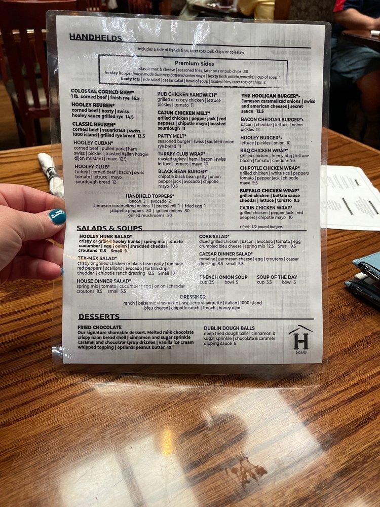 Menu at The Hooley Pub & Kitchen, Montrose-Ghent