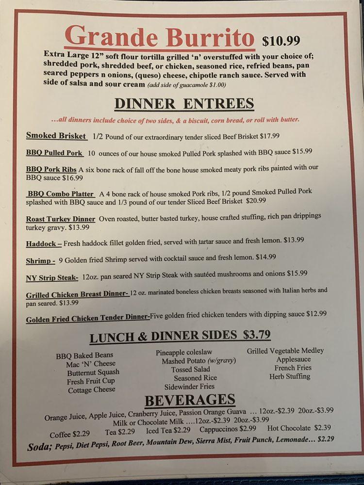 Menu at Huckleberry Cafe, Lacona