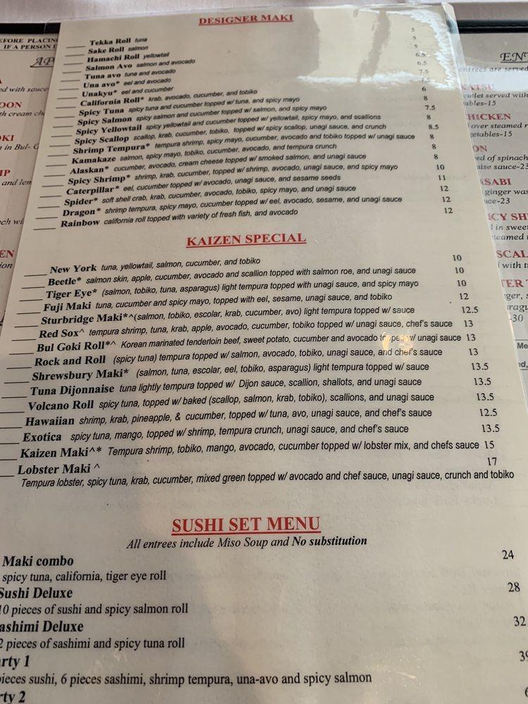 Menu at KAIZEN Sushi Bar & Grill, Fort Lauderdale
