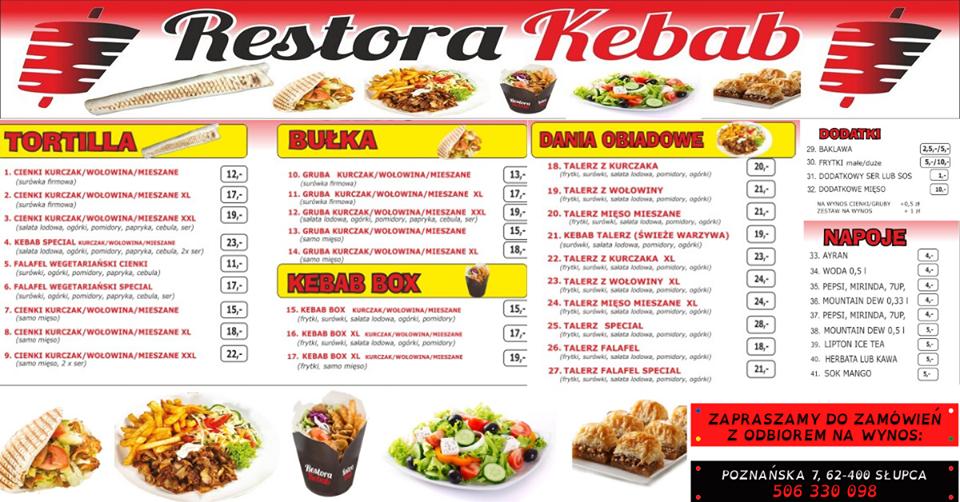 Menu at Restora Kebab restaurant, Slupca