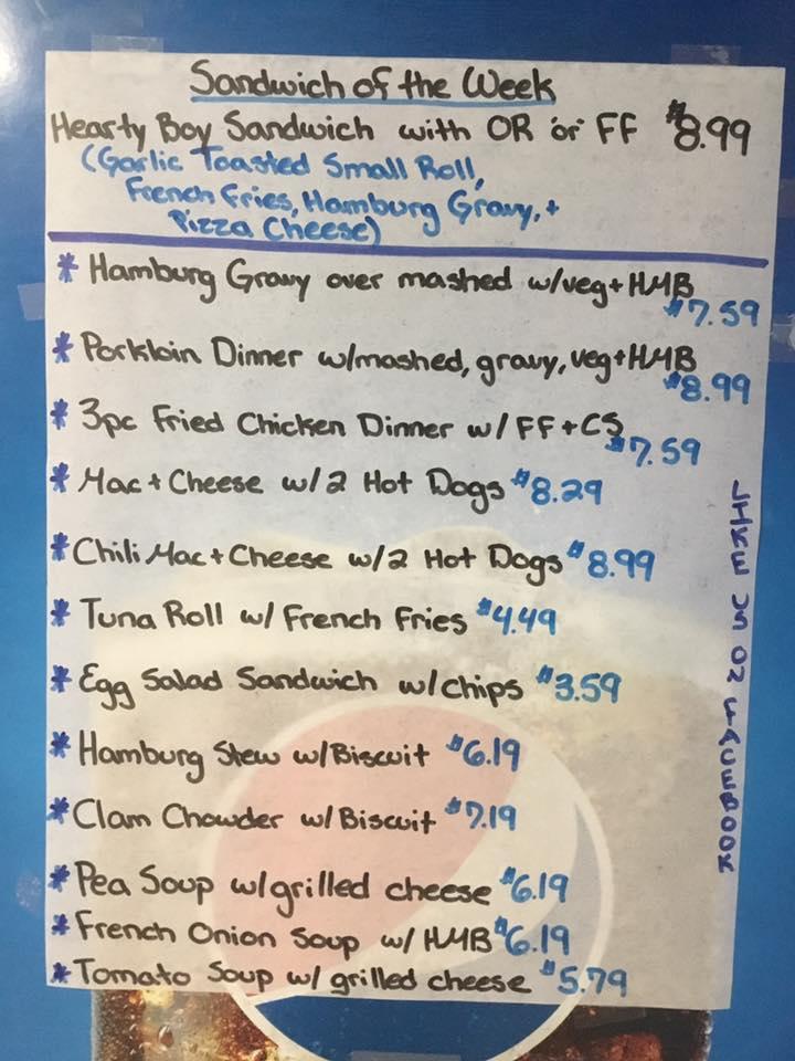 Menu at Ellis Variety and Diner restaurant, Dixfield