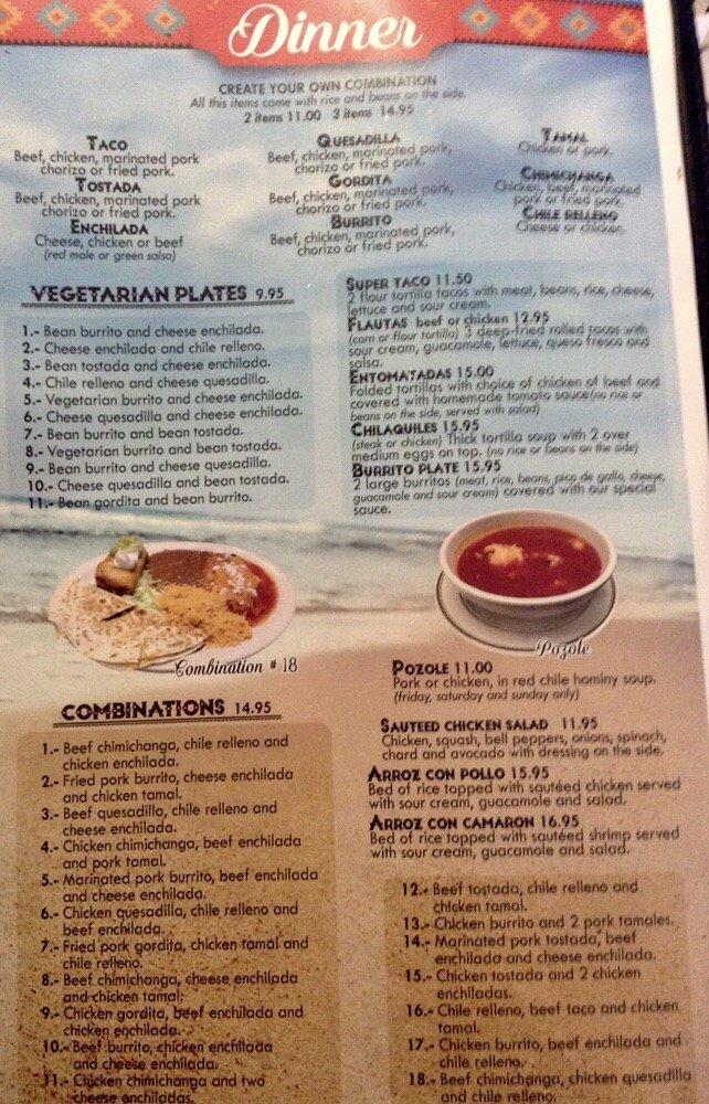 Menu at La Roca restaurant, Lincoln City, US-101