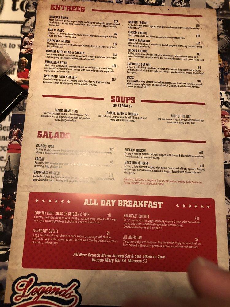 Menu at Legends Pub & Grill Southtown, Sandy