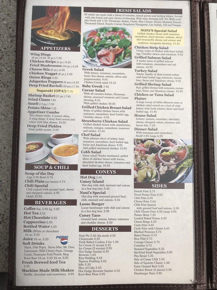 Menu at Noni's Grille of Troy restaurant, Troy