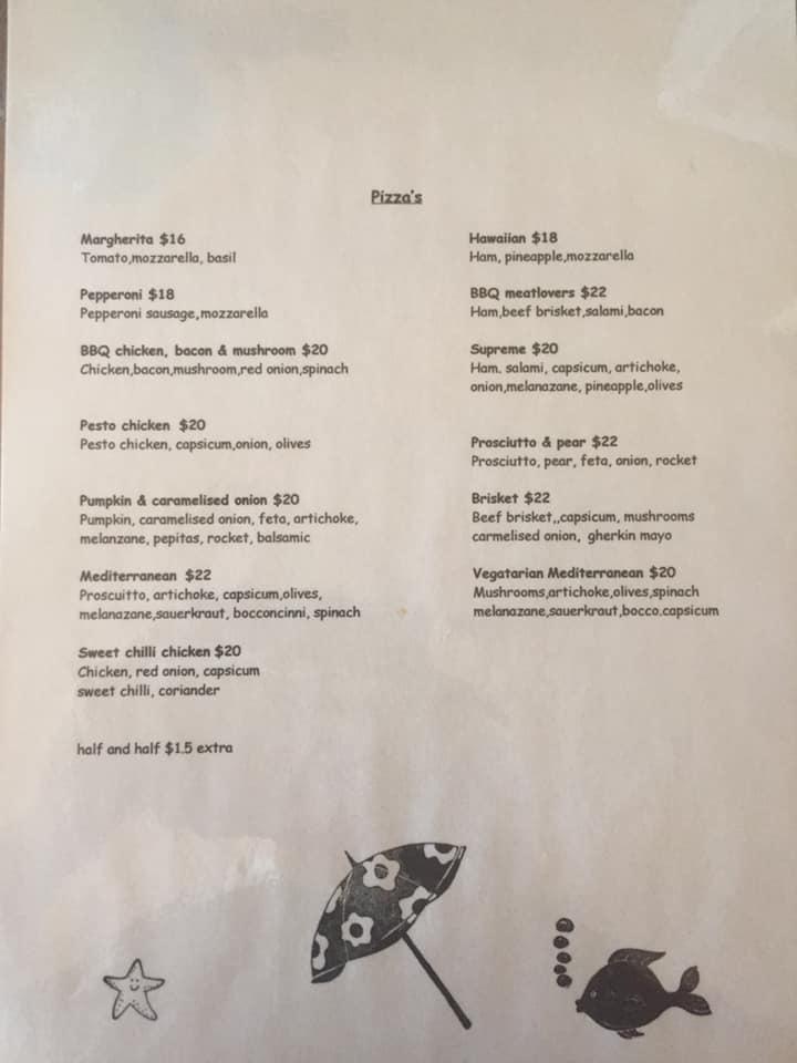 Menu at Singleton Beach Cafe, Singleton