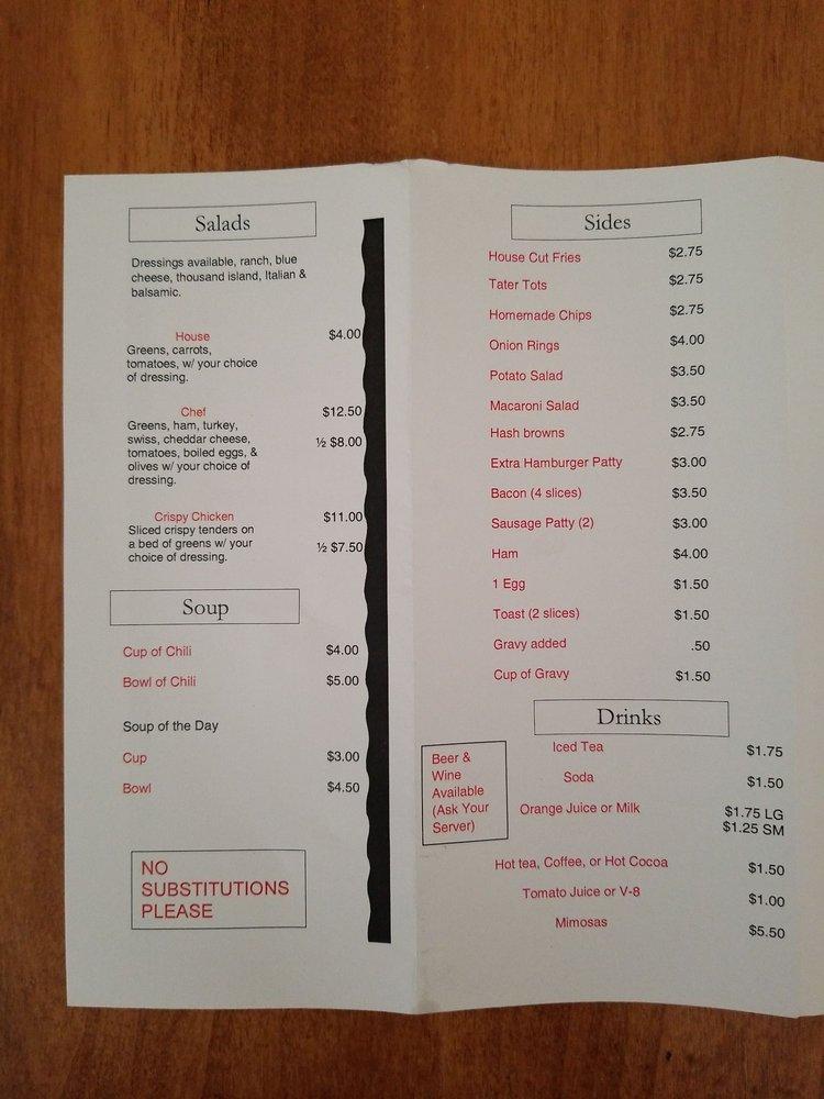 Menu at Debbie Sue’s Cafe, Prineville, NE 3rd St