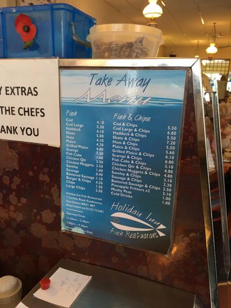 Menu at Holiday Inn Fish Restaurant, Eastbourne