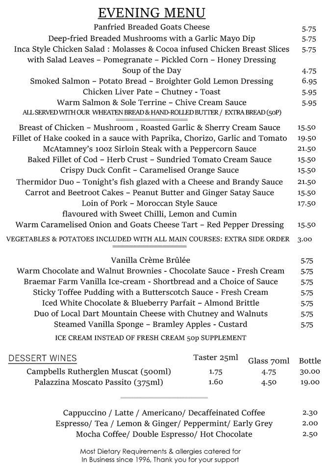 Menu at The Lime Tree Restaurant, Limavady, Limavady
