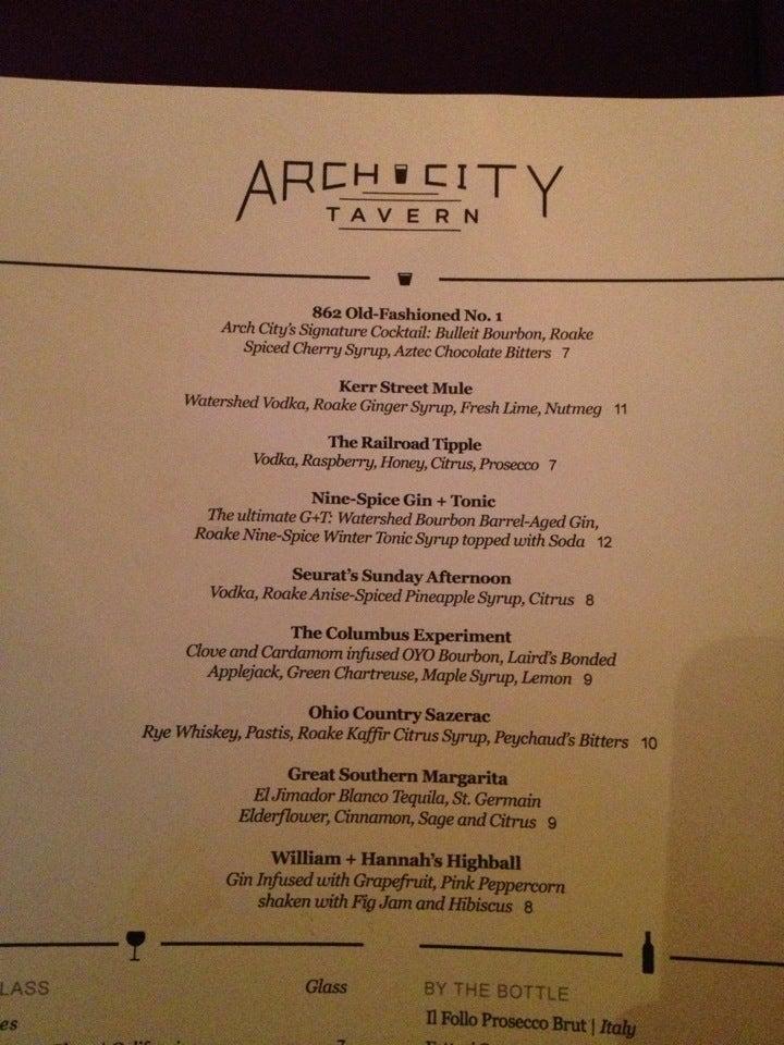 Menu at Arch City Tavern pub & bar, Columbus