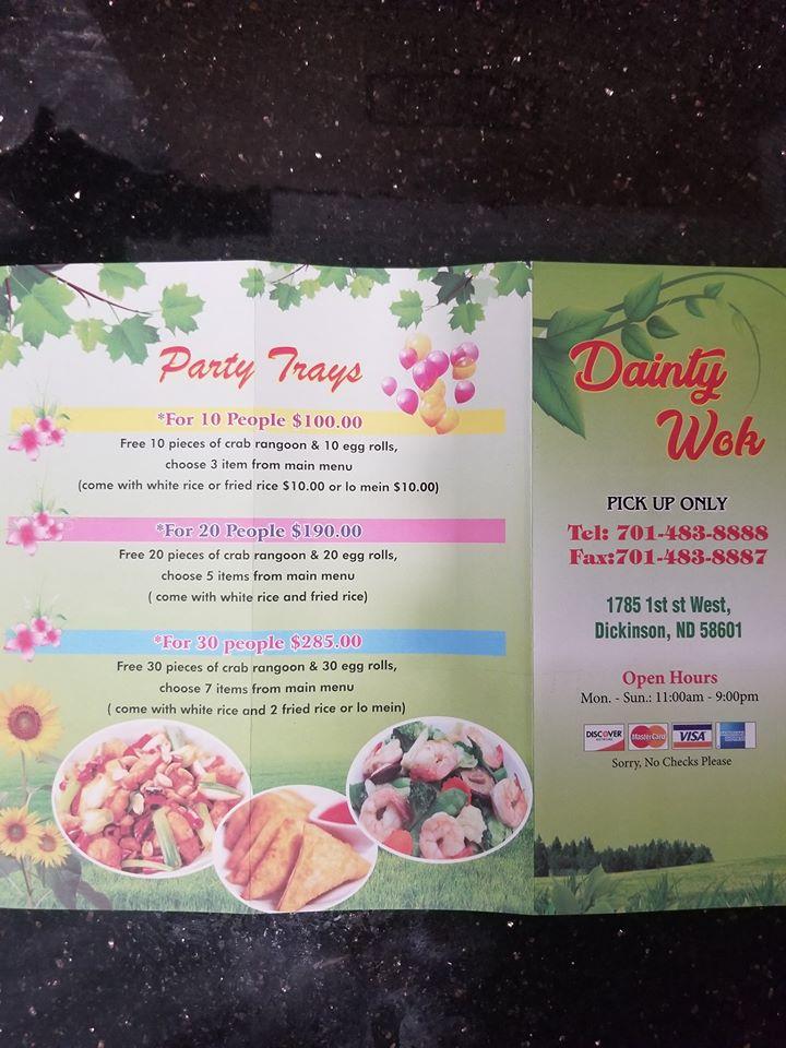 Menu at Dainty Wok restaurant, Dickinson