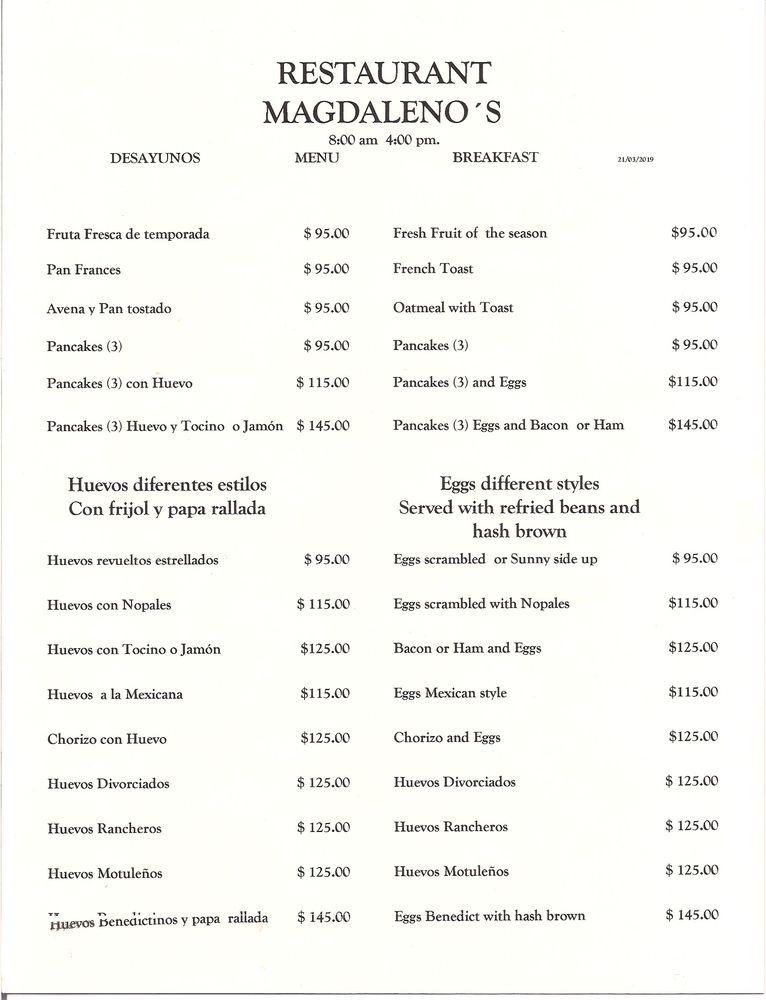 Menu at Restaurant Magdaleno's, Primo Tapia