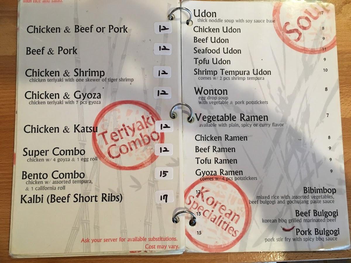Menu at Teriyaki Time restaurant, Anacortes