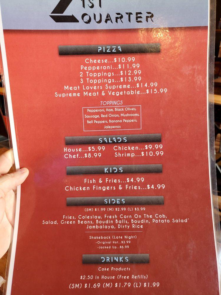 Menu at Z 1st Quarter pizzeria, Zachary