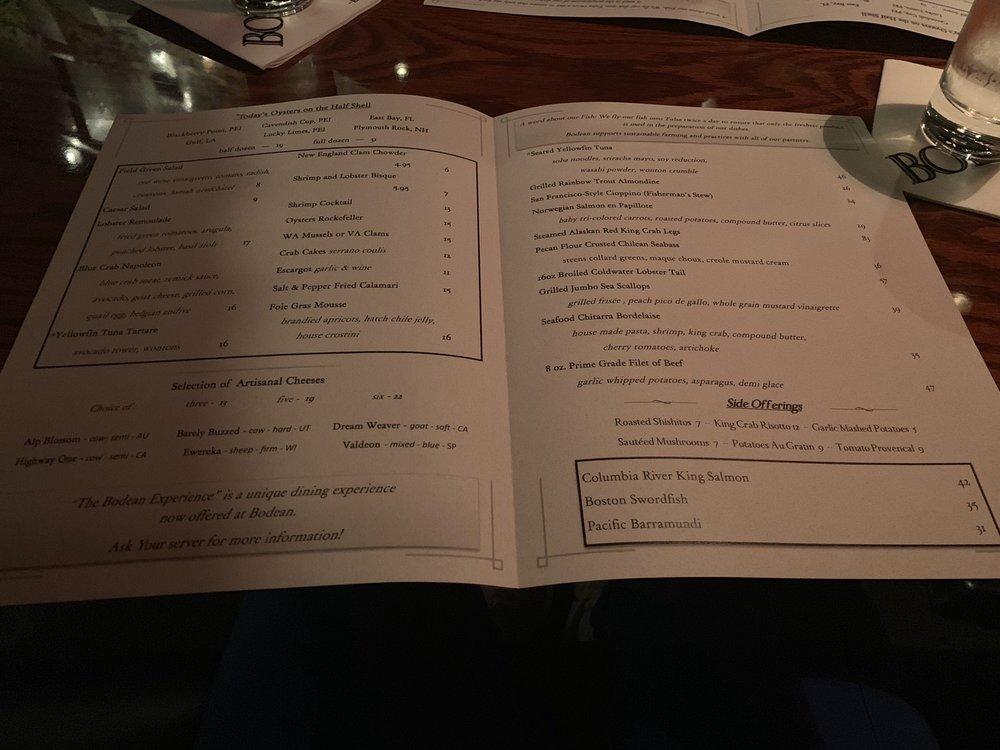 Menu at Bodean restaurant, Tulsa, E 51st St