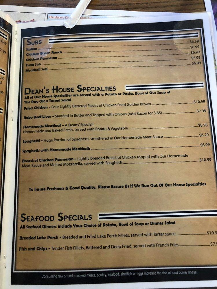 Menu at Dean's Family Restaurant, Madison