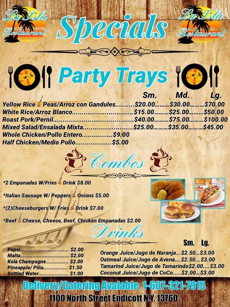 Menu at La Isla Restaurant, Endicott