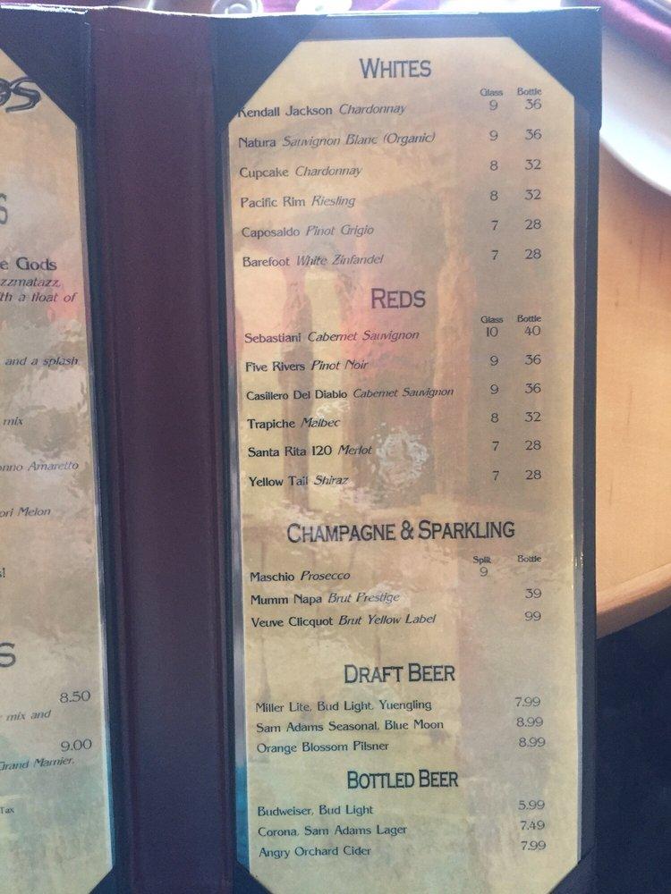 Menu at Mythos Restaurant, Orlando