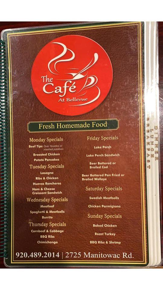 Menu at The Café at Bellevue restaurant, Bellevue