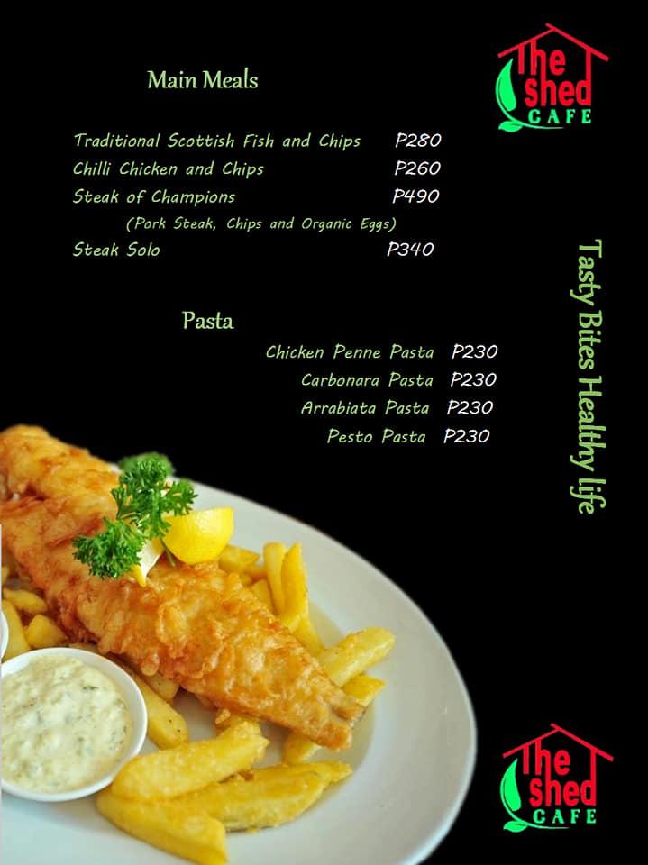 Menu at The SHED at 2828 restaurant, Philippines