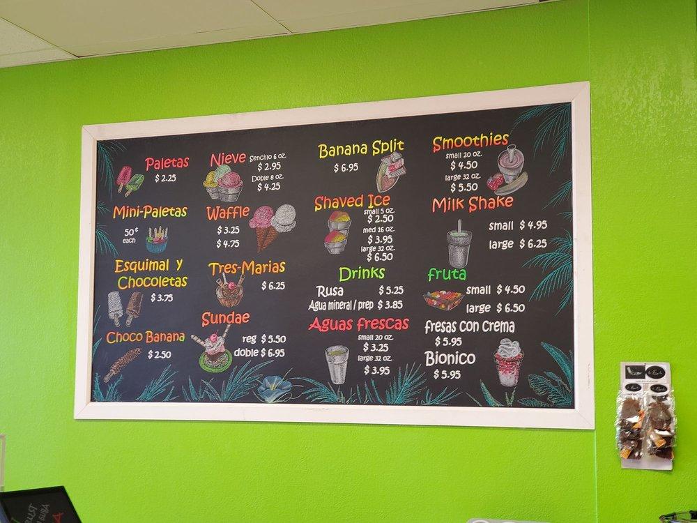 Menu at Tropical Ice cream Shop pub & bar, El Paso