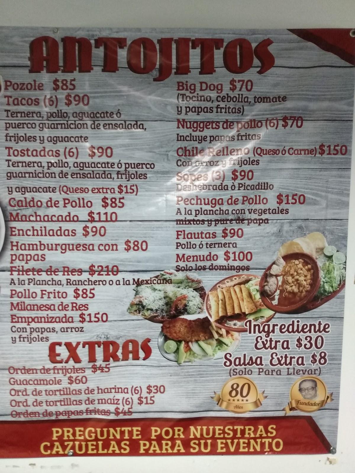 Carta del restaurante Antojitos Y Refresqueria El Paraiso, Nuevo Laredo