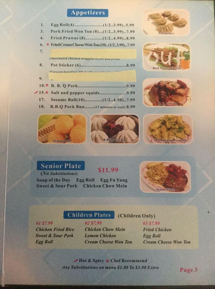 Menu at China Doll Chinese Restaurant, Red Bluff
