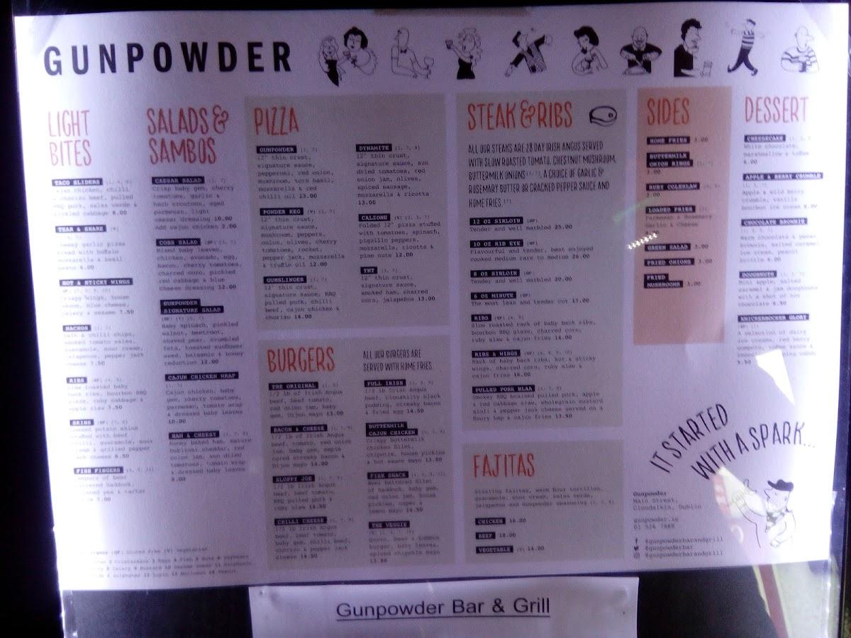 Menu at GUNPOWDER BAR & GRILL, Clondalkin