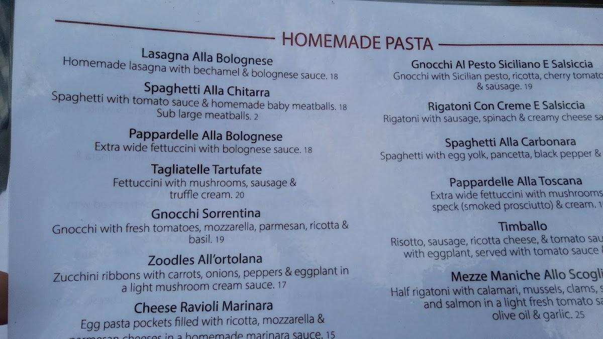 Menu at Made in Italy pub & bar, Venice