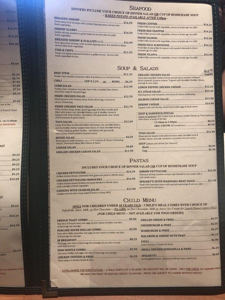 Menu at Manor Grill restaurant, San Leandro