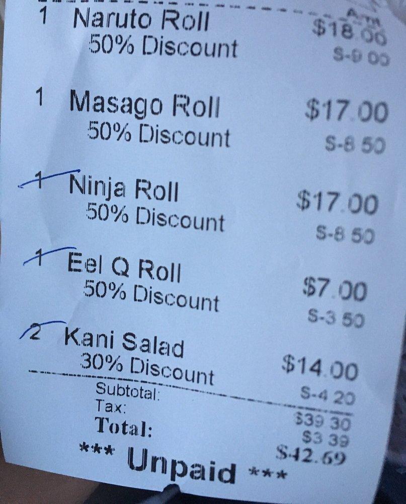 Menu at Masago restaurant, Oceanside