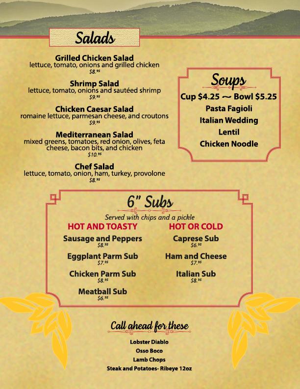 Menu at Paisano Italian Restaurant, Surfside Beach, 720 US-17 BUS