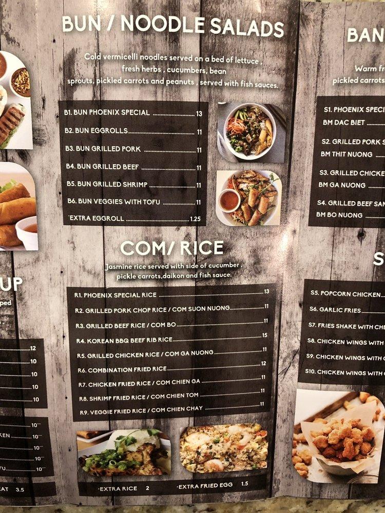 Menu at Phoenix Pho boba Tea restaurant, Abilene